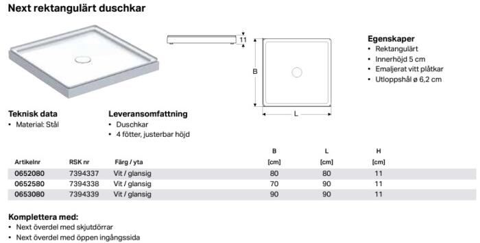 Next duschkar - Contura Shower